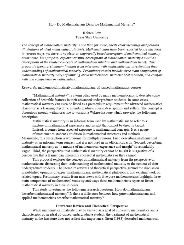 Mathematical Maturity | PDF | Mathematics | Knowledge