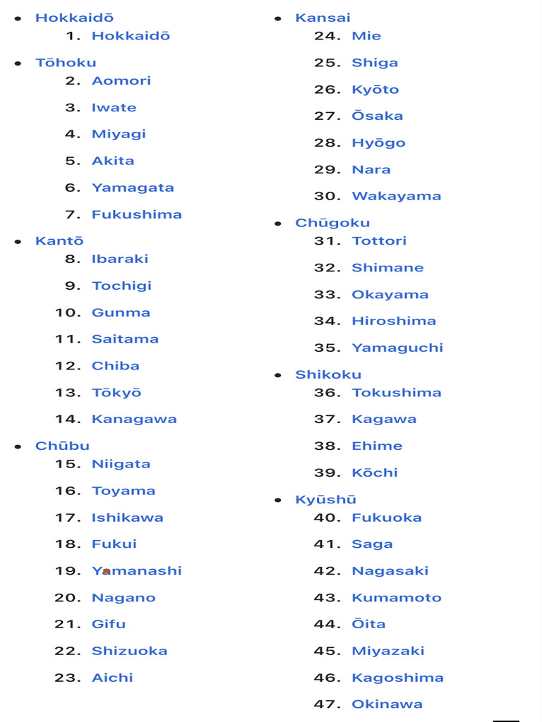 Prefectures of Japan - Wikipedia | PDF | Japan