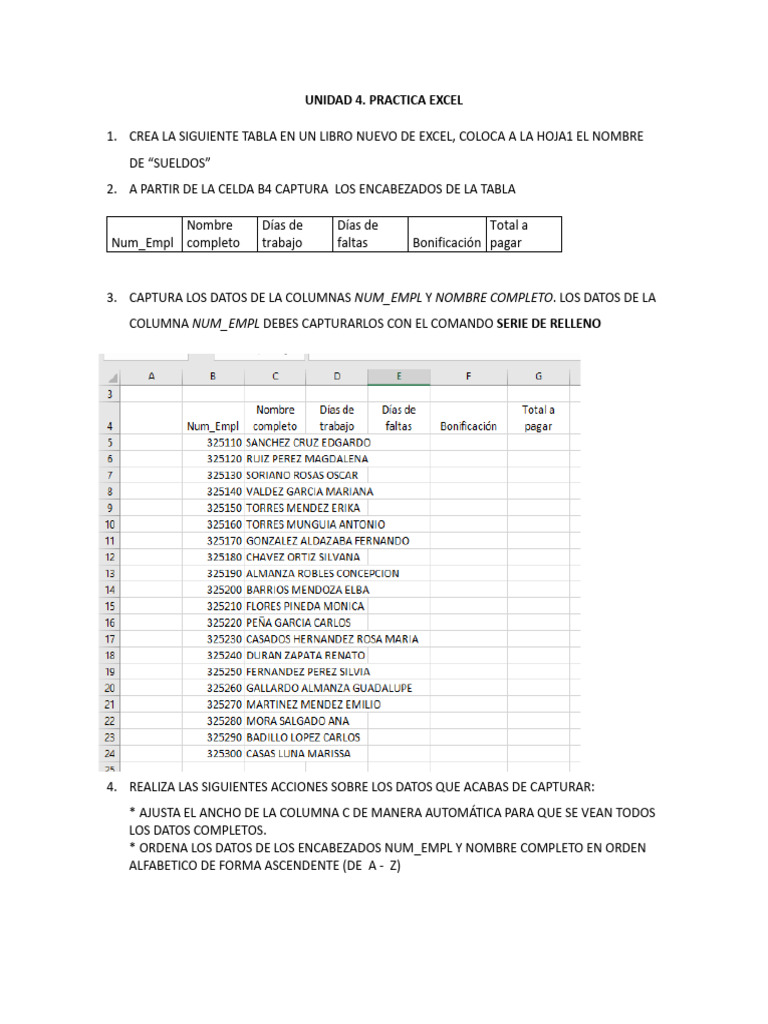 Practica1 Excel Unidad 4 | PDF | Métodos y materiales de enseñanza