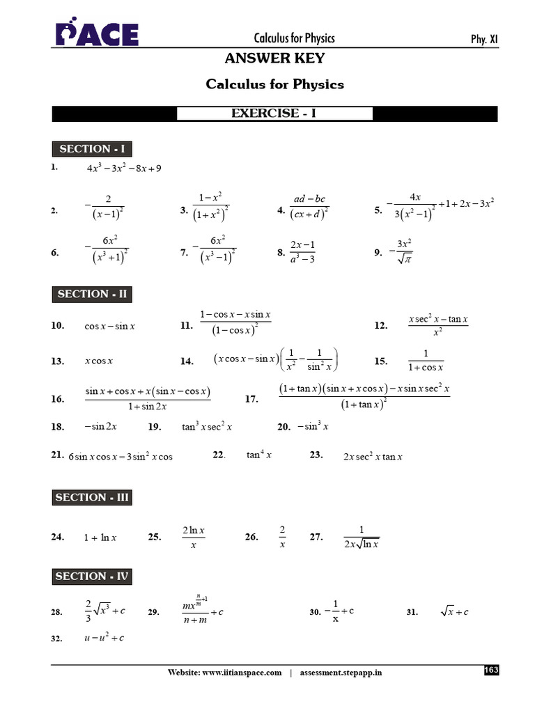 Answer Key (Calculus) 163-164 Dfsdfs | PDF