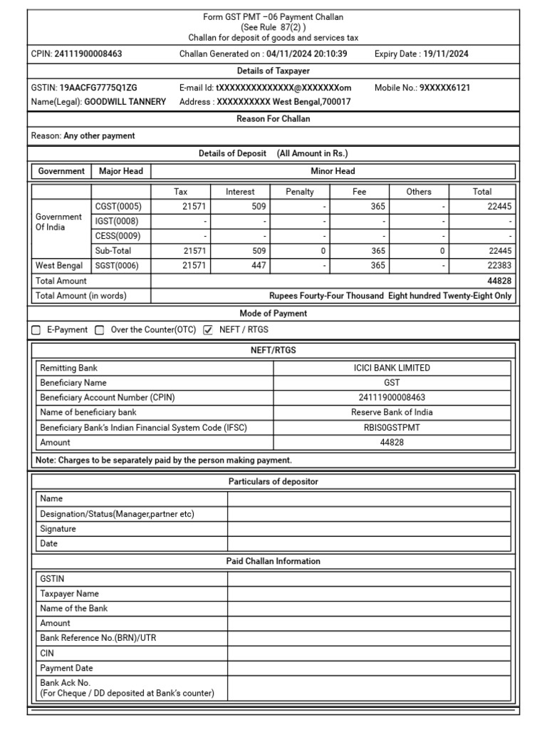 Gst Challan 50 | PDF | Banking Technology | Government Finances