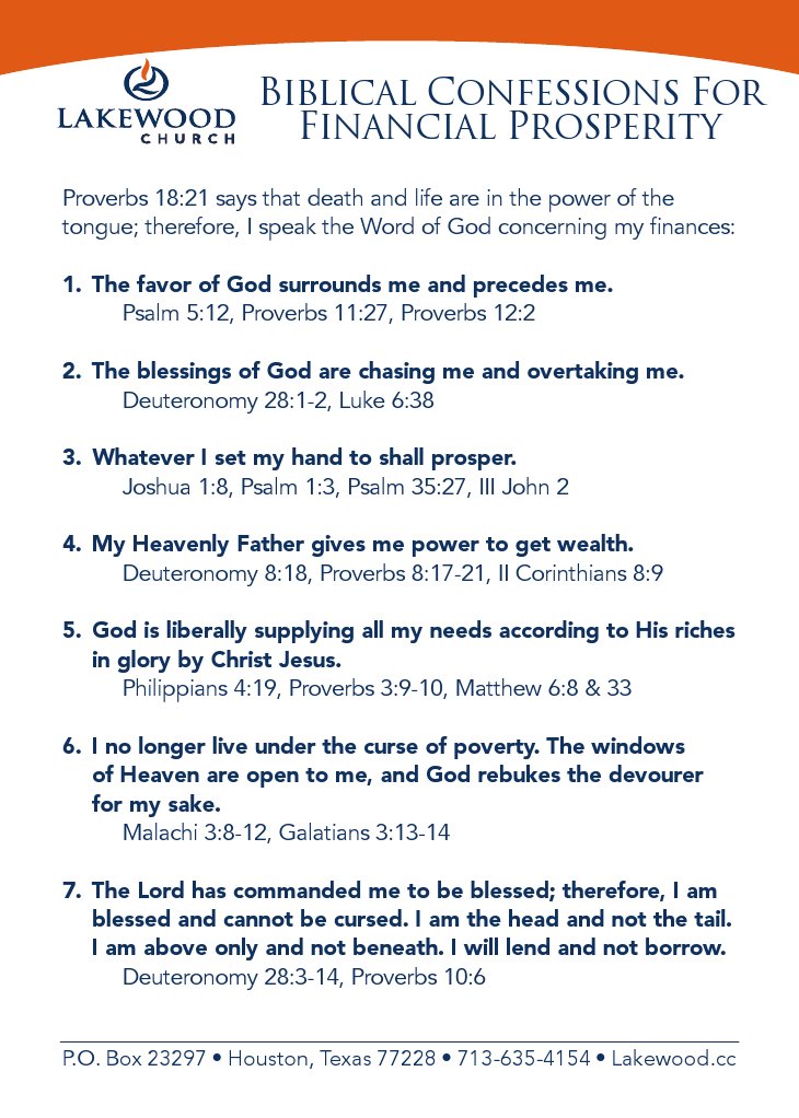Biblical Confessions for Financial Prosperity | PDF | Social Science ...
