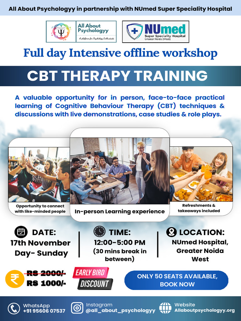 Offline CBT Workshop at NUmed Hospital | PDF | Psychotherapy | Cognitive Behavioral Therapy