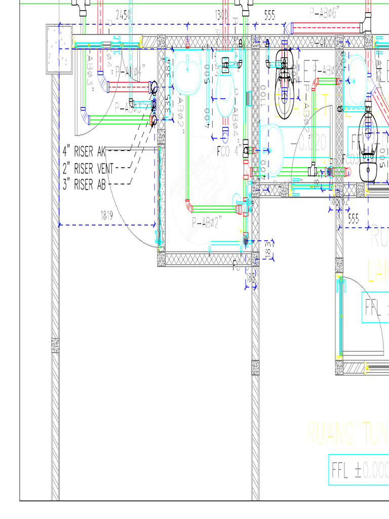 PL-02 Rencana Instalasi Air Bekas Dan Air Kotor Notasi - SHD (12) - Layout1 | PDF