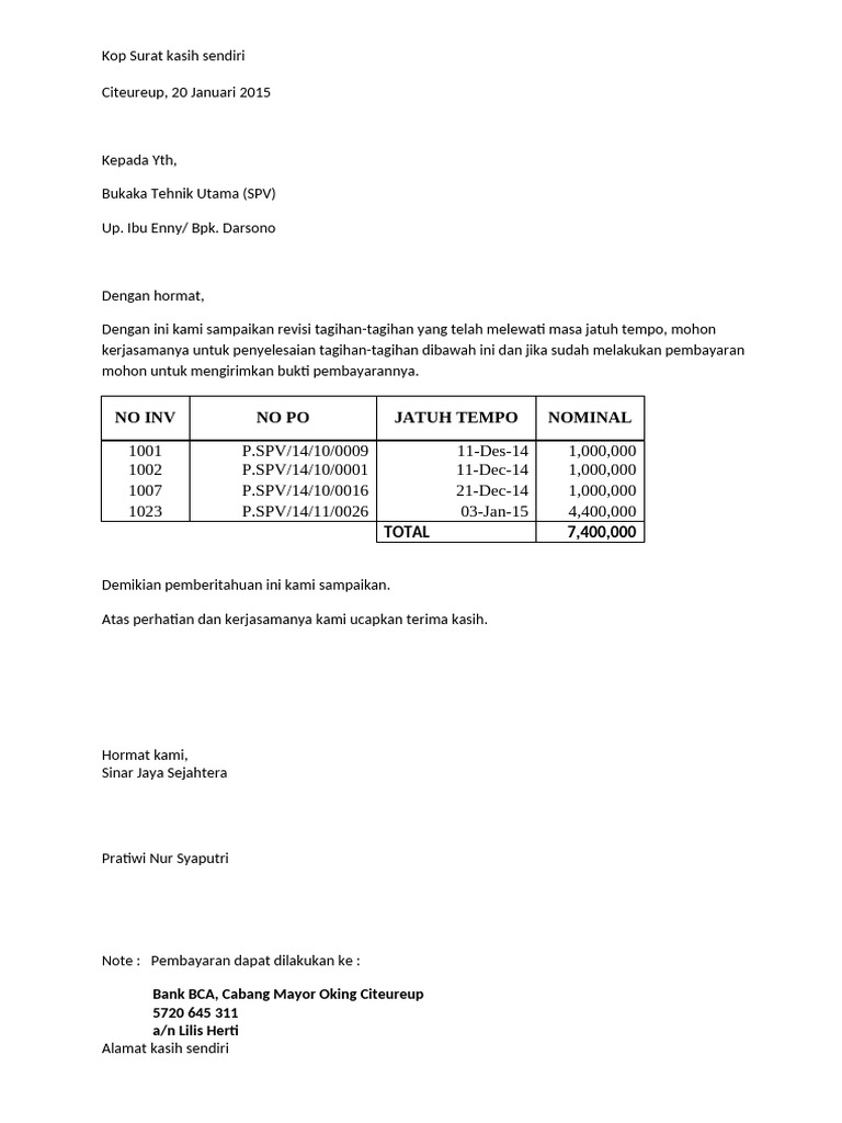 Surat Tagihan | PDF | Hukum