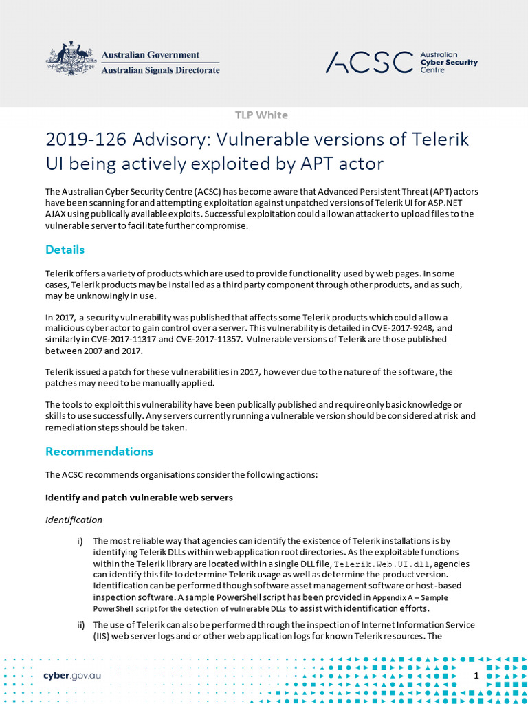 Telerik UI Vulnerability Advisory | PDF | World Wide Web | Internet & Web