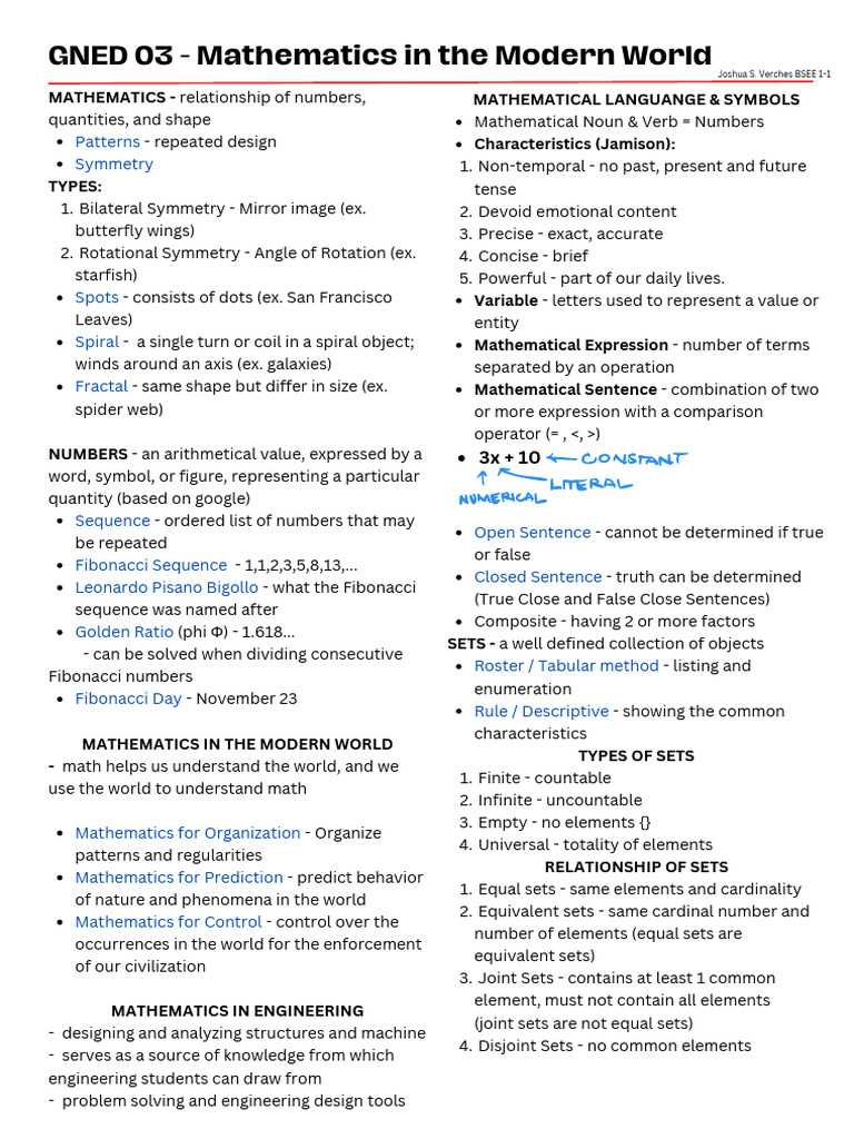 Mmw Reviewer Pdf Set Mathematics Function Mathematics