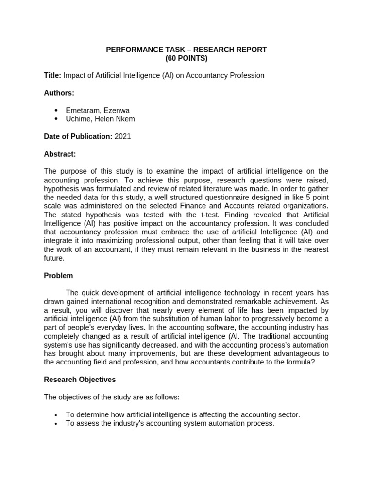 Sample PT Research Report 1 | PDF | Artificial Intelligence ...