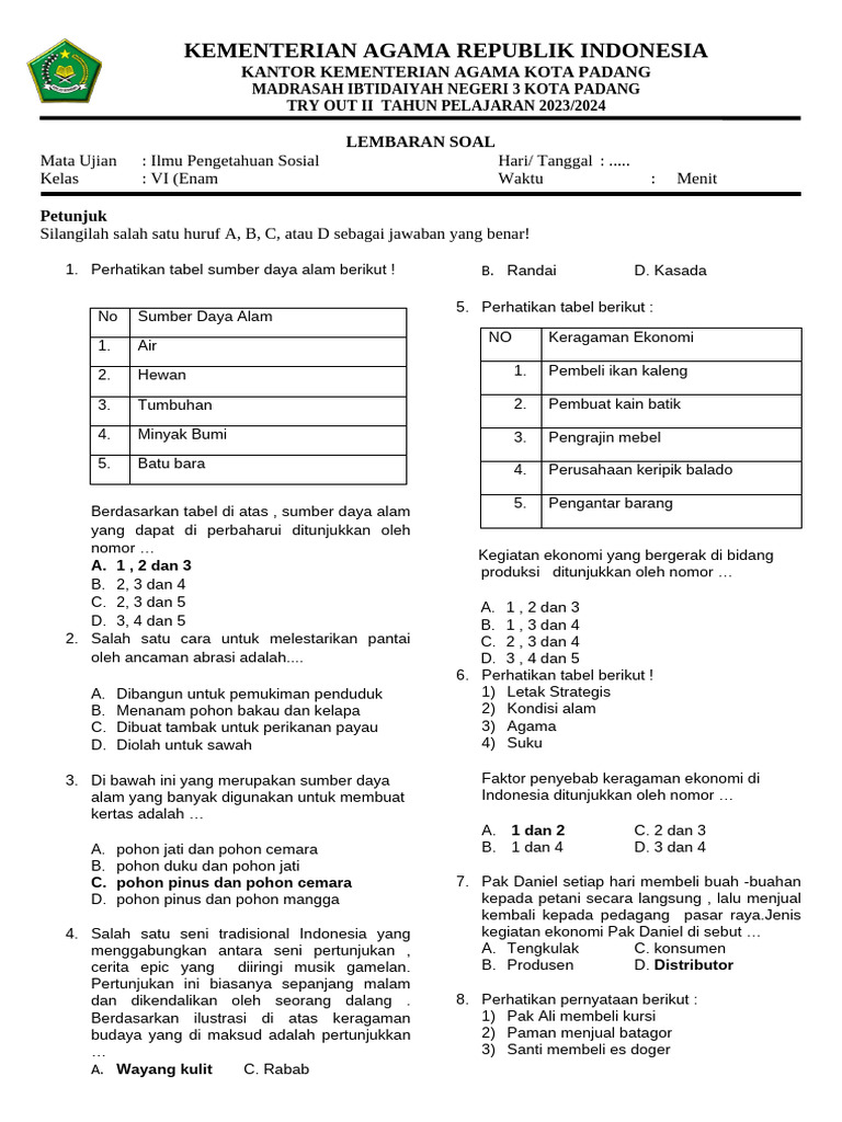 Soal To 2 Ips Salmi | PDF | Ilmu Sosial | Griya & Taman