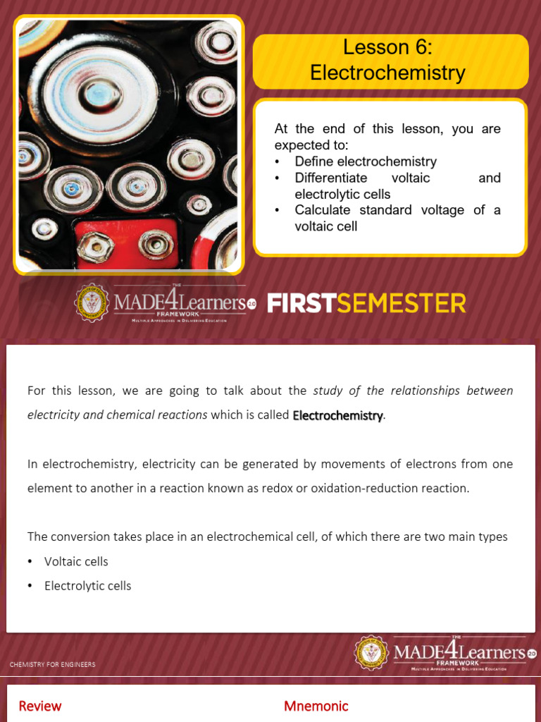 CHEM131Lesson6 Electrochem | PDF | Electrochemistry | Redox