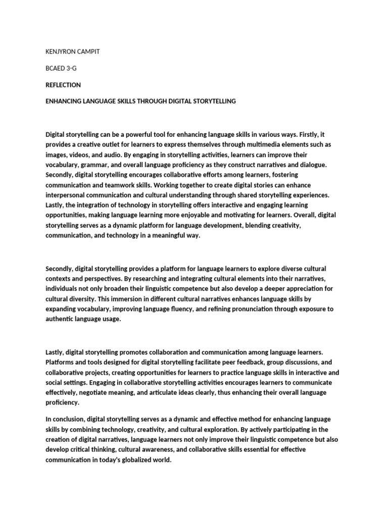 Enhancing Language Skills via Digital Storytelling | PDF | Storytelling ...