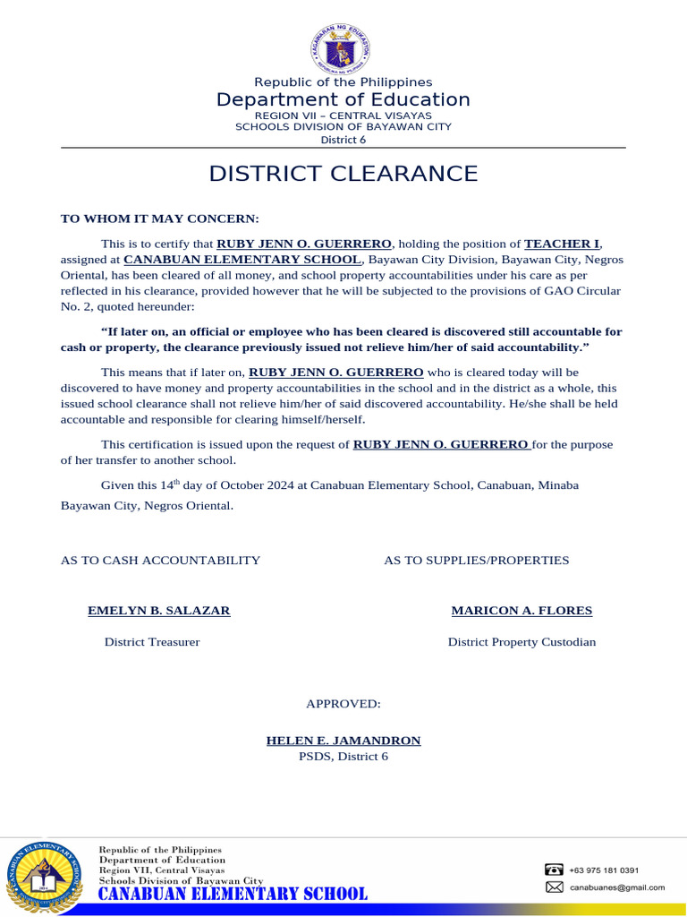 District Clearance | PDF | Government