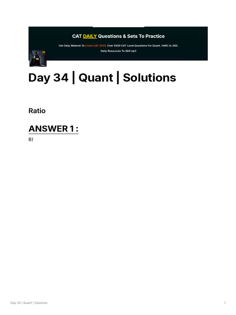 Day 34 Quant Solutions | PDF | Teaching Methods & Materials