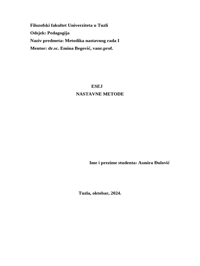 Nastavne Metode | PDF