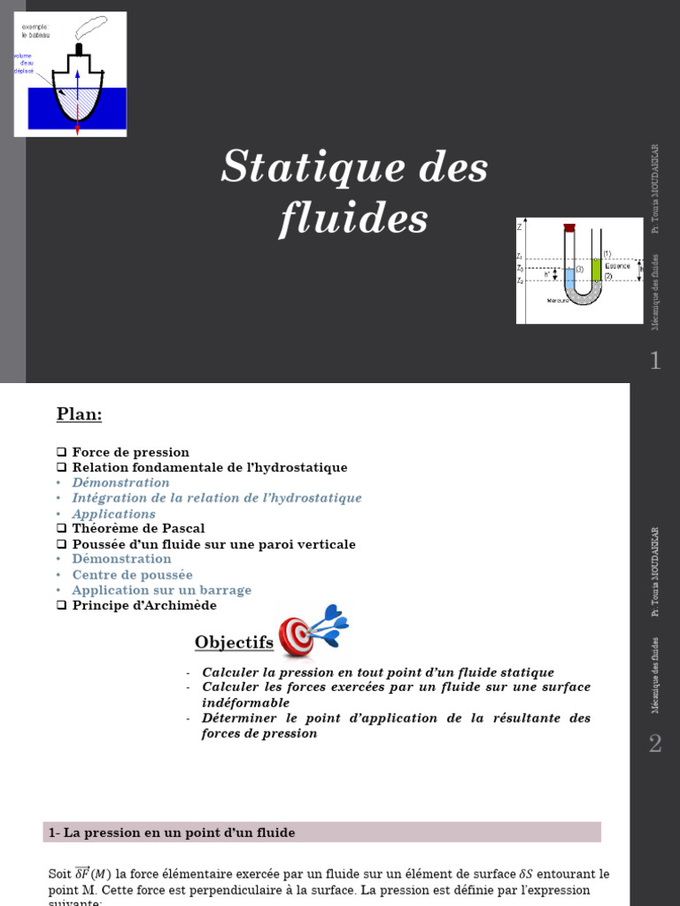 Statique des Fluides : Concepts Clés | PDF | Pression | Plongée en ...