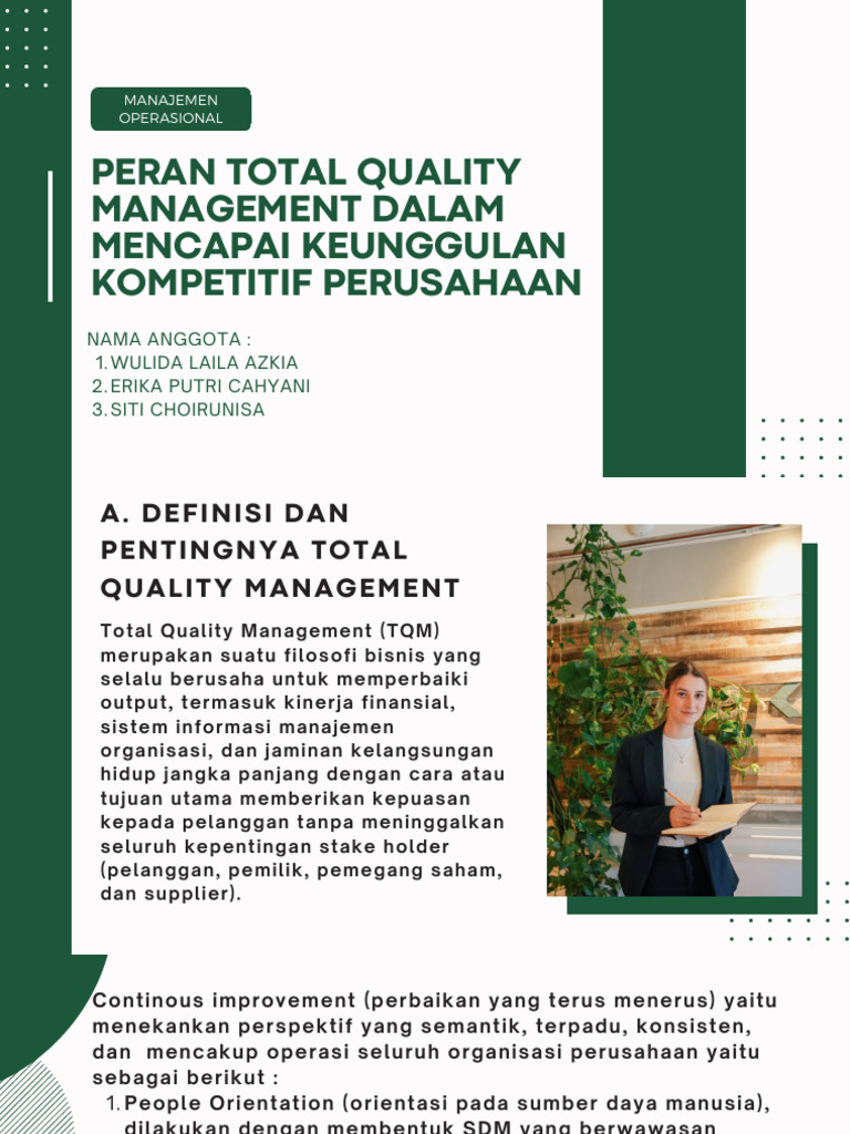 PDF Peran Total Quality Management Dalam Mencapai Keunggulan Kompetitif Perusahaan | PDF ...