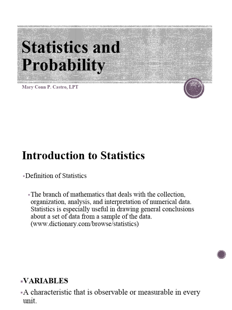 Introduction to Statistics and Probability | PDF | Probability ...