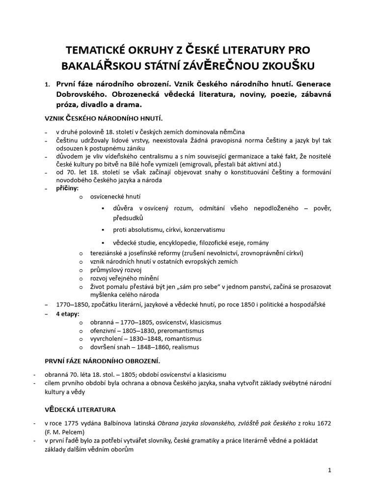 CJ2BP SZZ Bc. SZZ Ceska Literatura Se Zamerenim Na Vzdelavani | PDF