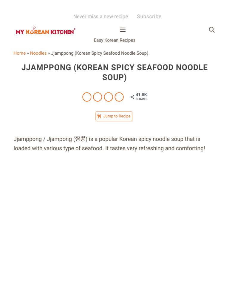 Jjamppong (Korean Spicy Seafood Noodle Soup) - My Korean Kitchen | PDF ...