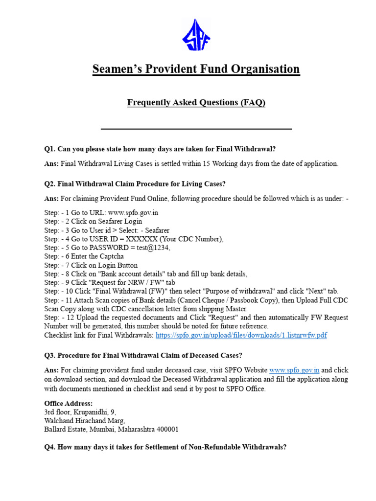 Faq Spfo | PDF | Finance & Money Management