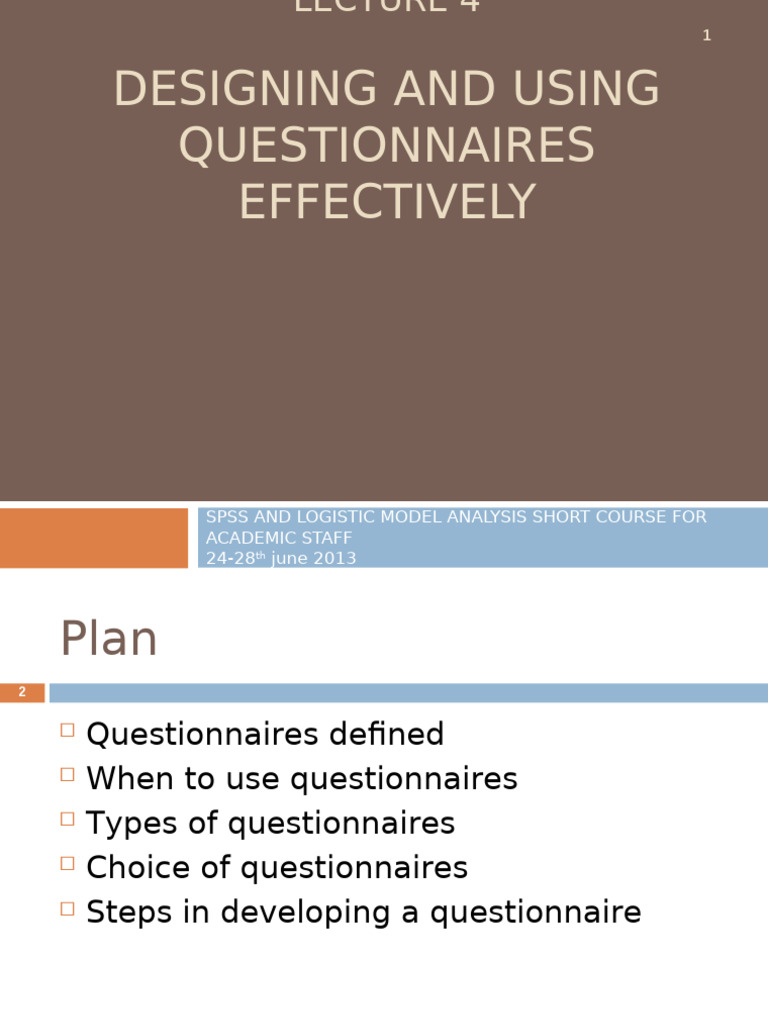 Designing and Using Effective Questionnaires | PDF | Questionnaire ...