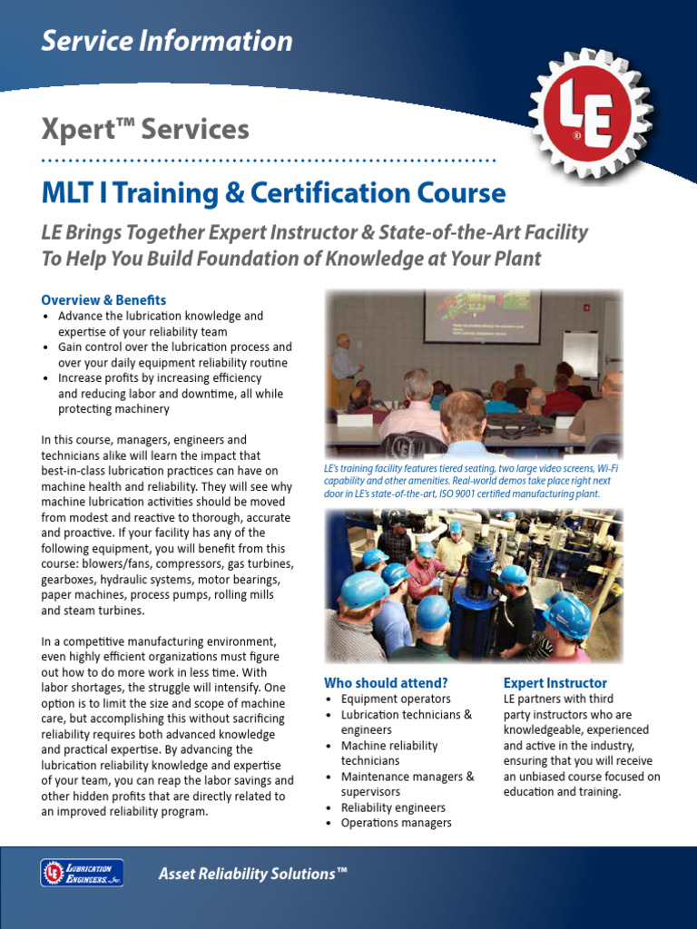 Xpert MLT I Training Flyer | PDF | Lubricant | Bearing (Mechanical)