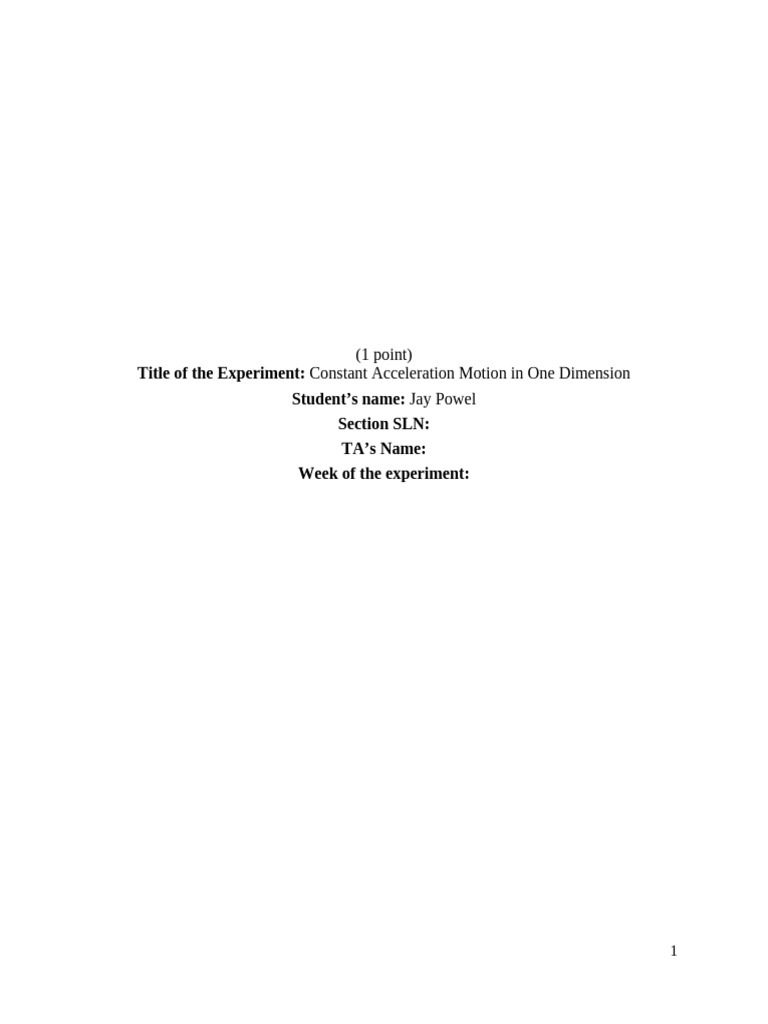 Lab_Constant acceleration motion | PDF | Acceleration | Velocity