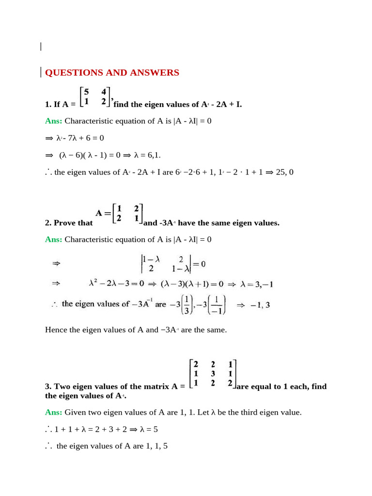 Maths CIA I | PDF | Eigenvalues And Eigenvectors | Matrix (Mathematics)