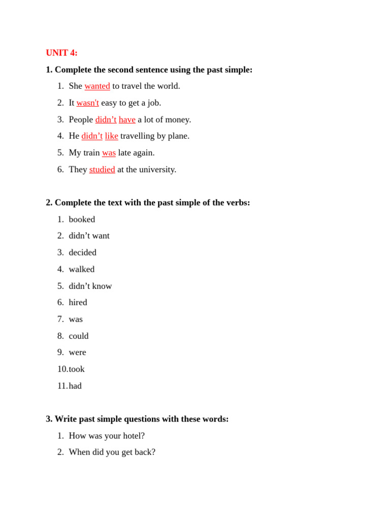 Dap An Unit4,5 | PDF | Travel