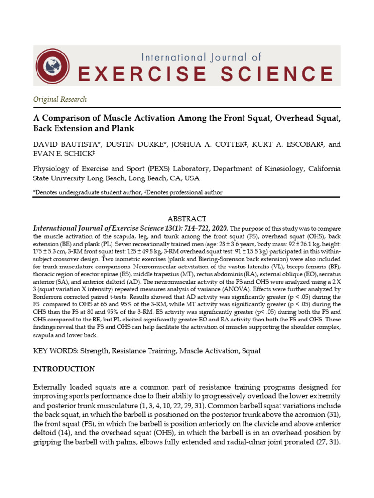 A Comparison of Muscle Activation Among | PDF | Electromyography ...