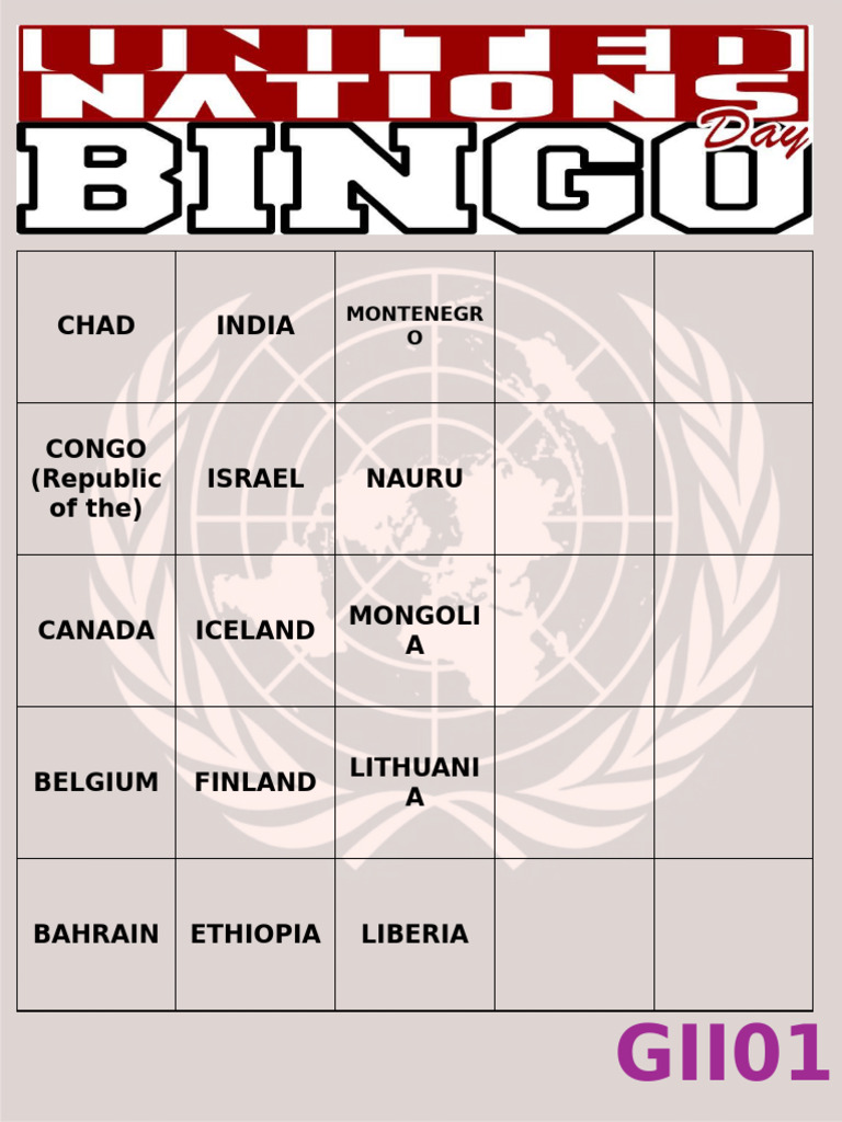 UN Bingo Card Grade II | PDF | Republic