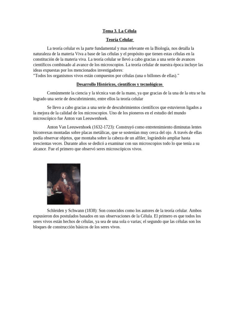 Teoría Celular y Tipos de Células | PDF | Biología Celular) | Péptido