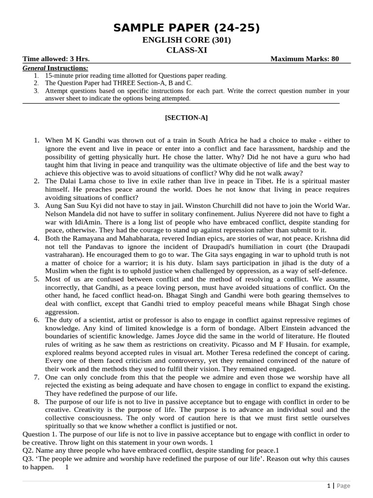 English Sample Paper Class XI | PDF | Heart | Heart Valve