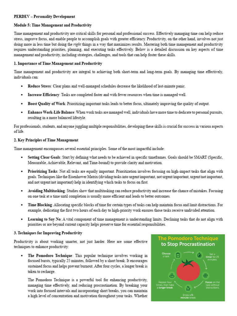 Module 5 Time Management and Productivity | PDF | Time Management ...