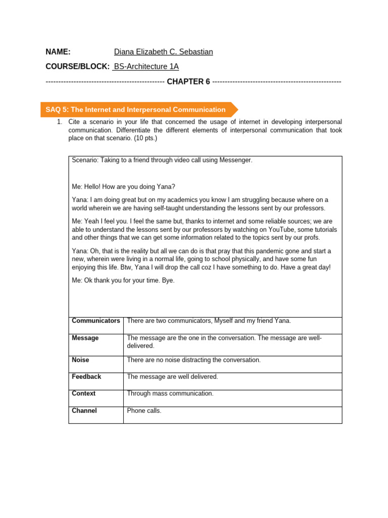 Chapter 6-Activity 5 | PDF | Social Capital | Communication