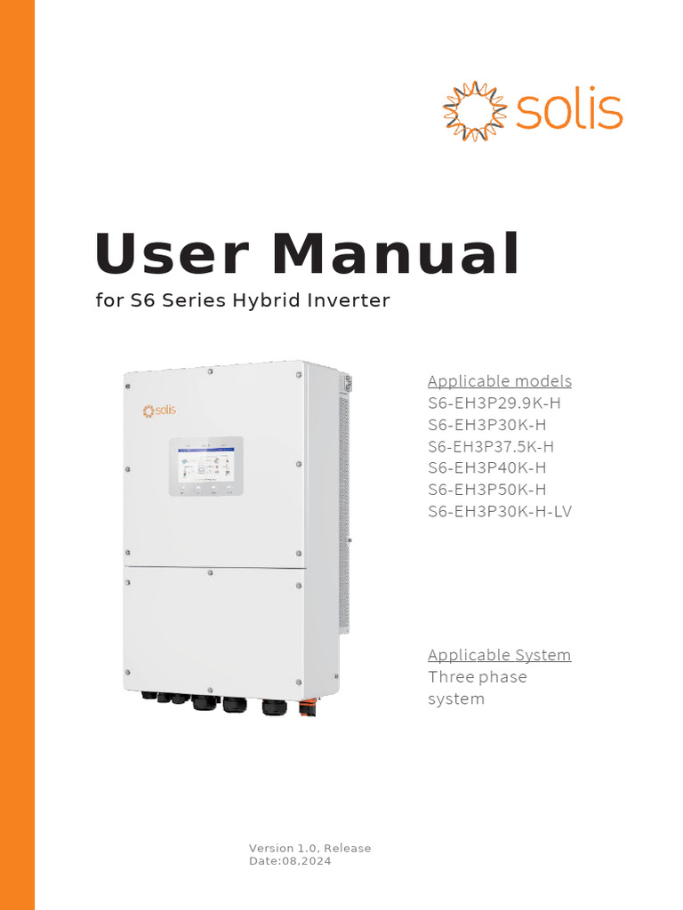 Solis Manual S6-EH3P (29.9-50) K-H EUR V1.0 (20240829) | PDF ...