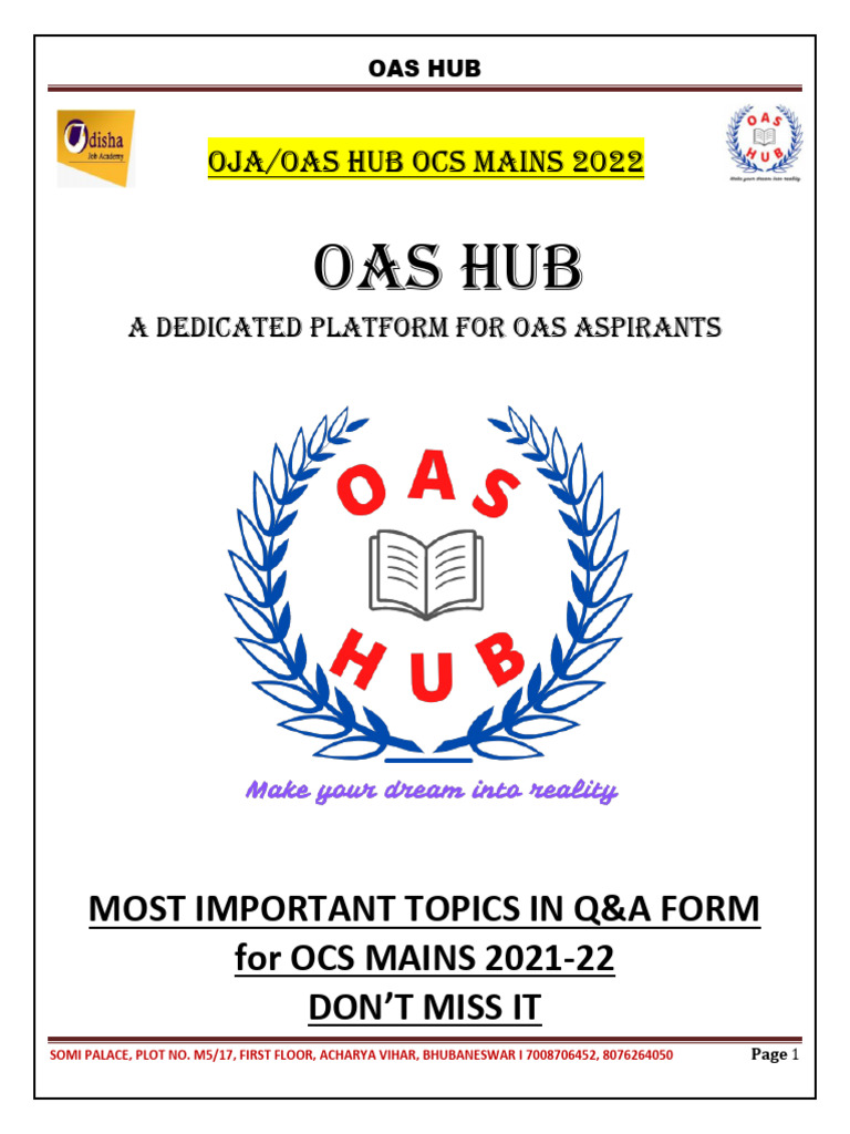 Gs Topics For Oas Mains 2022-1 | PDF