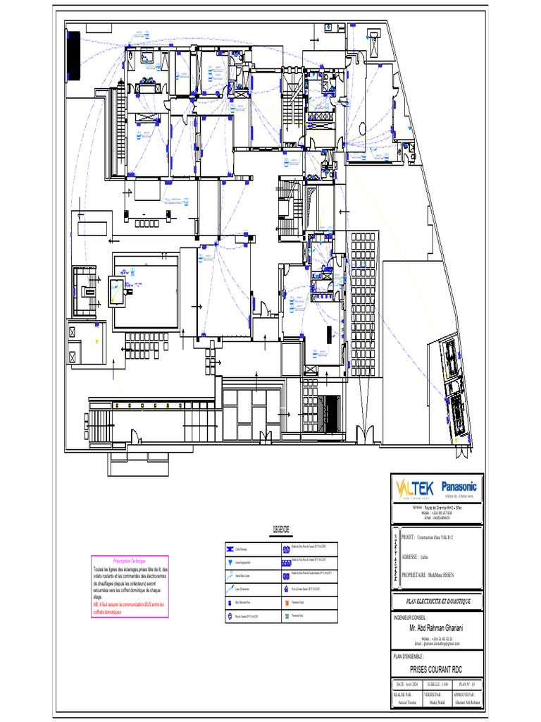 Plan D'exécution Électricité Villa M.hssan (Gabes) - Prises Courant RDC | PDF