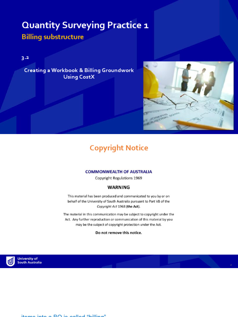 QSP Topic 3.2 - Creating Workbook Billing Groundwork Using CostX | PDF