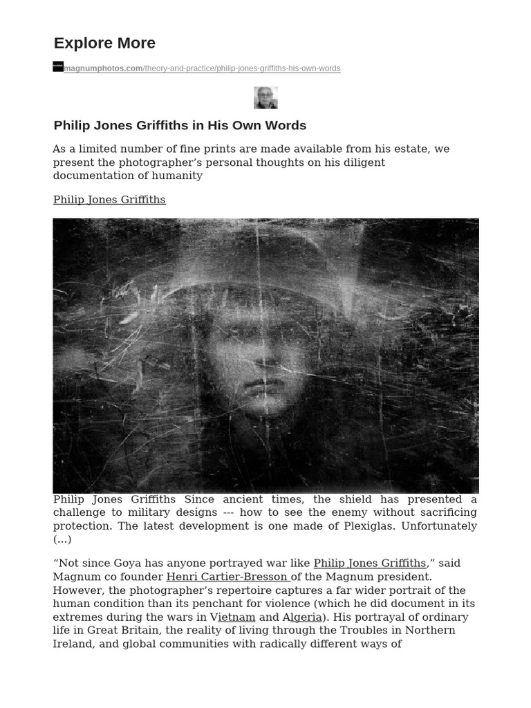 Phillip Jones Griffiths in His Own Words Magnum Photos | PDF | Morality