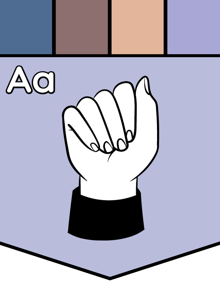 ASL Alphabet Classroom Bunting in Brown Purple Lined Illustrative ...