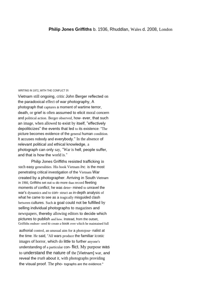 2 - Philip Jones Griffith - Artists Respond | PDF | General Fiction
