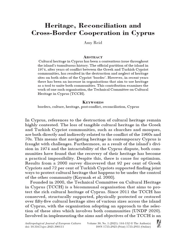 (17552931 - Anthropological Journal of European Cultures) Heritage, Reconciliation and Cross ...