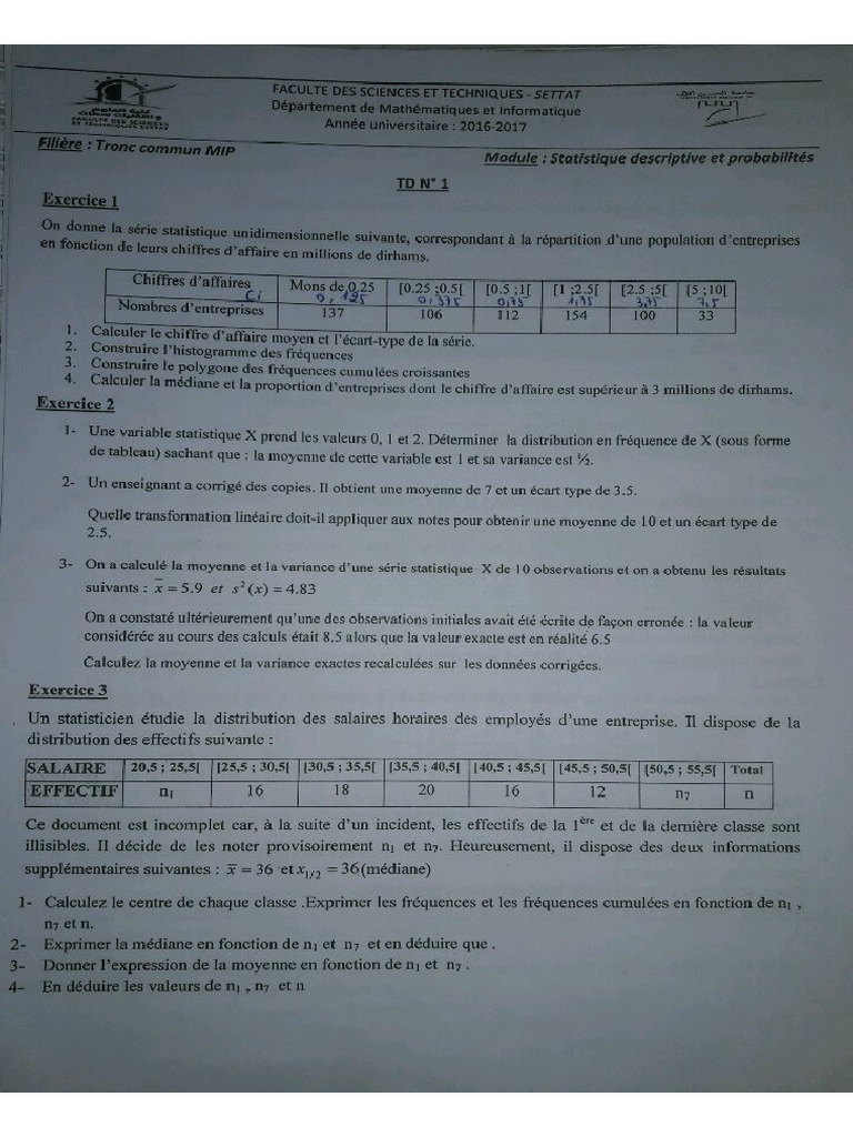 TD+corr Probabilité | PDF