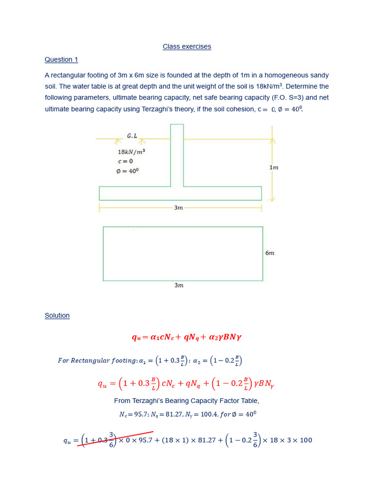 Class Exercise - 1 - Shallow Foundation - 2024 | PDF | Applied And Interdisciplinary Physics ...