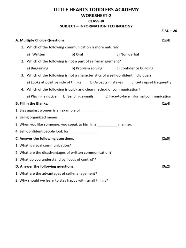 Class-IX - IT-Half Yearly Worksheet-2 | PDF | Social Science