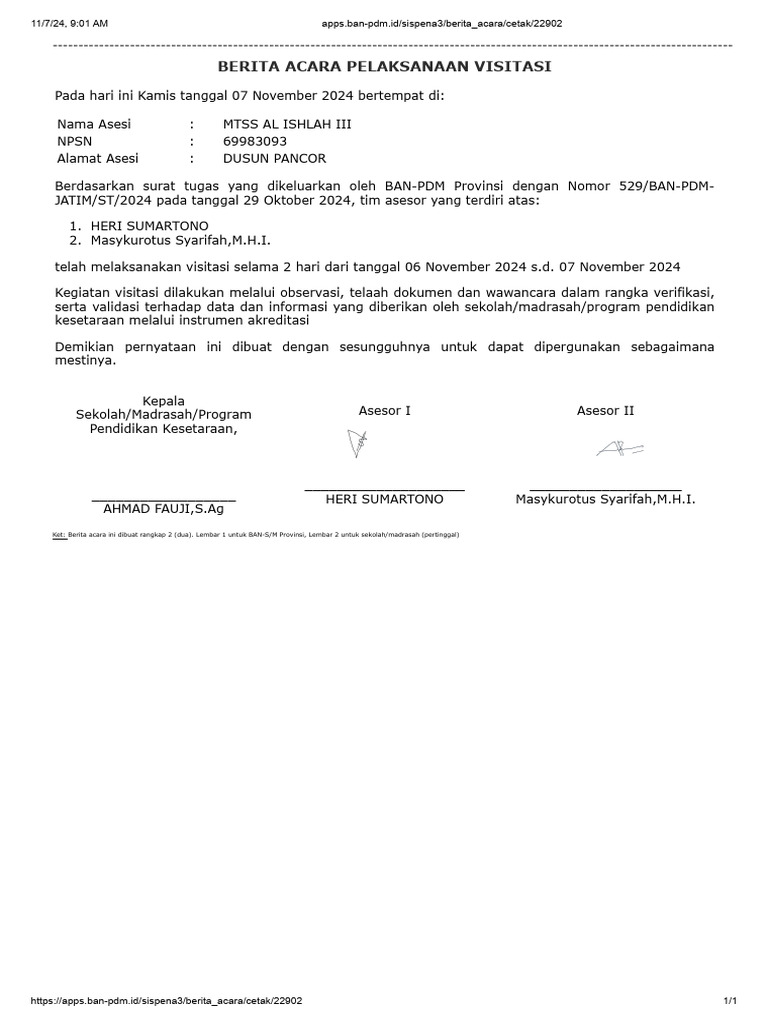 Apps - Ban-Pdm - Id Sispena3 Berita Acara Cetak 22902 | PDF