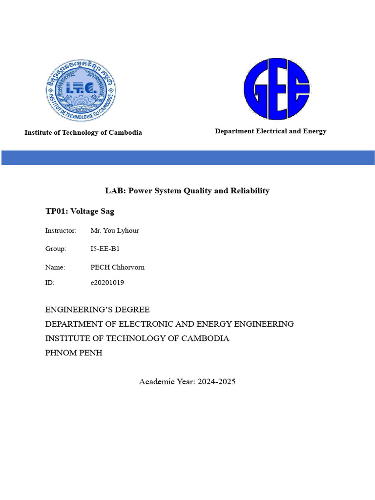 LAB: Power System Quality and Reliability TP01: Voltage Sag | PDF ...