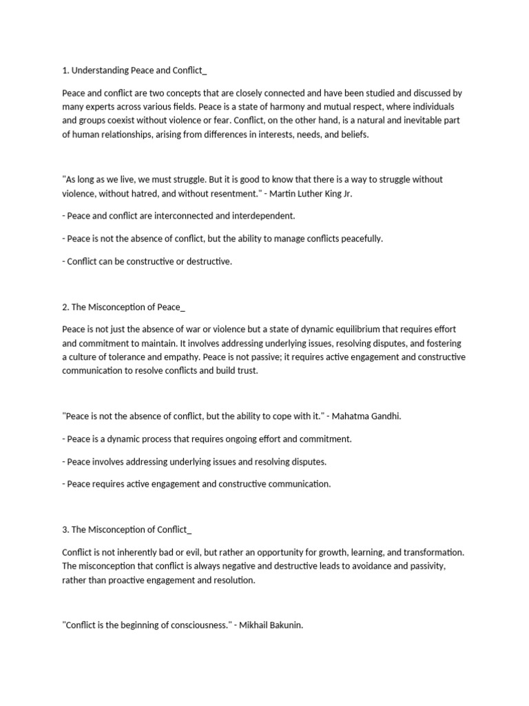Assignment On Peace and Conflict | PDF | Conflict Resolution | Peace