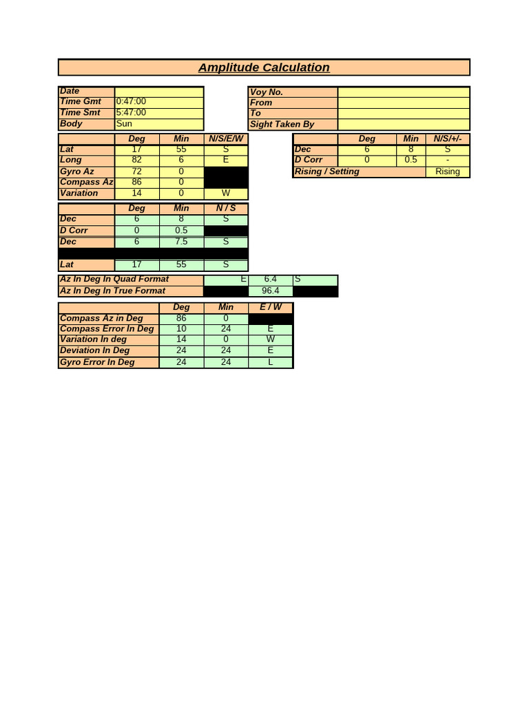 CALCULATION - SUN Intercept, Long by Chron.18 JUL | PDF | Navigation ...